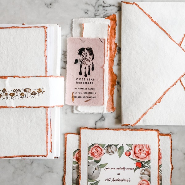 Gold Edge Handmade Paper Stationery, Rose Gold Edge Handmade Paper ...