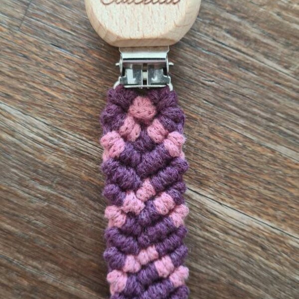 Macramé Pacifier Attachment With Wooden Clip //pacifier Attachment// - Etsy