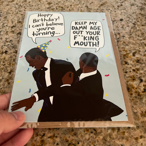 Will Smith Slap Funny Birthday Card, Funny Birthday Card, Will Smith ...