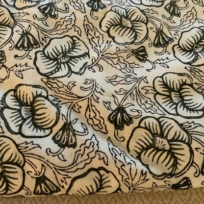 Handloom Linen Fabric white Flower Block Print Fabric Best - Etsy