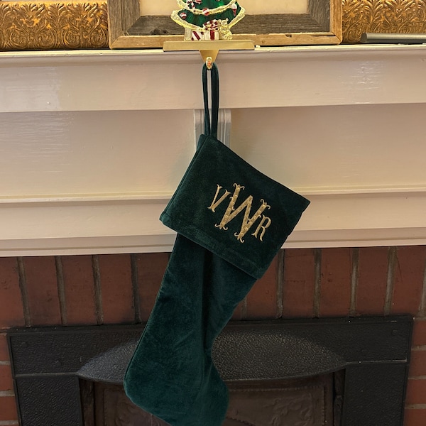 Christmas Traditional Emerald Green Personalized Velvet Stockings ...