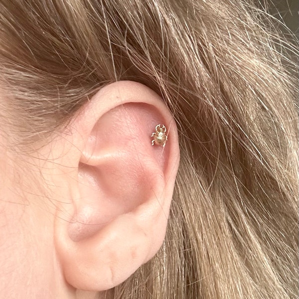 14K Solid Yellow, Rose, White Gold Gift Bow Piercing, Body Jewelry, 25g ...