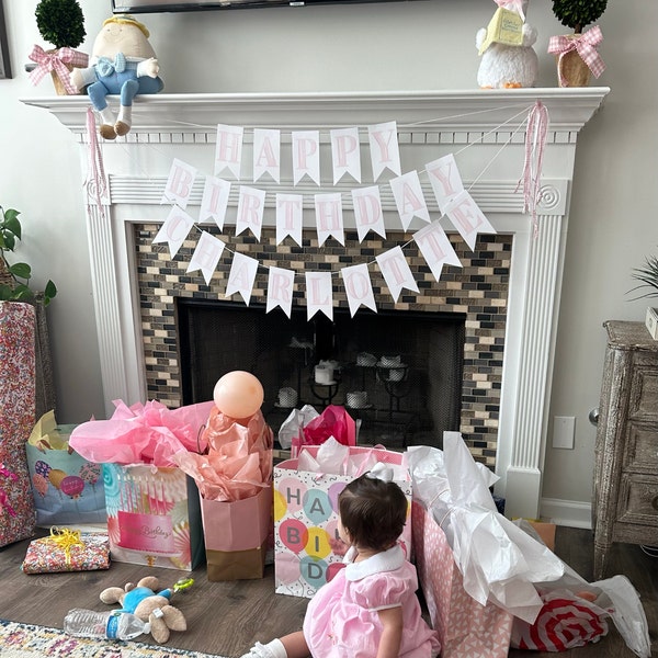 Pink Watercolor Happy Birthday Banner | Printable Download | Watercolor ...