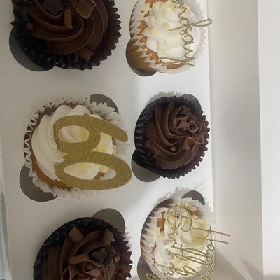 Happy Fathers Day Acrylic Cupcake Toppers Mirror Gold Dad Daddy Grandad ...