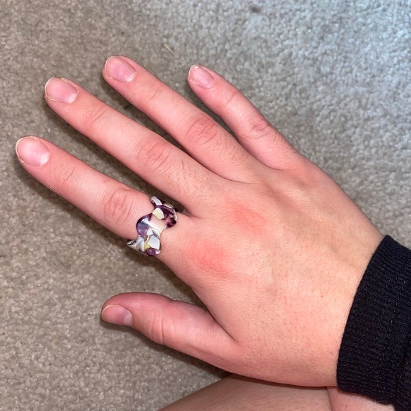 Tori Tortoise Shell Ring, Wavy Ring, Classic Tortoise Ring, Resin Ring ...