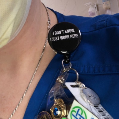 Funny Badge Reel I Don't Know I Just Work Here Retractable Badge Holder ...