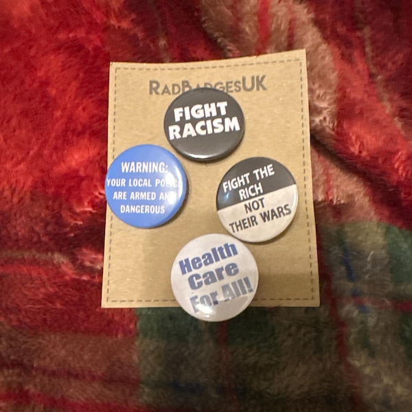 4 Vintage Remake Political Button Badges Socialist Liberal Healthcare ...