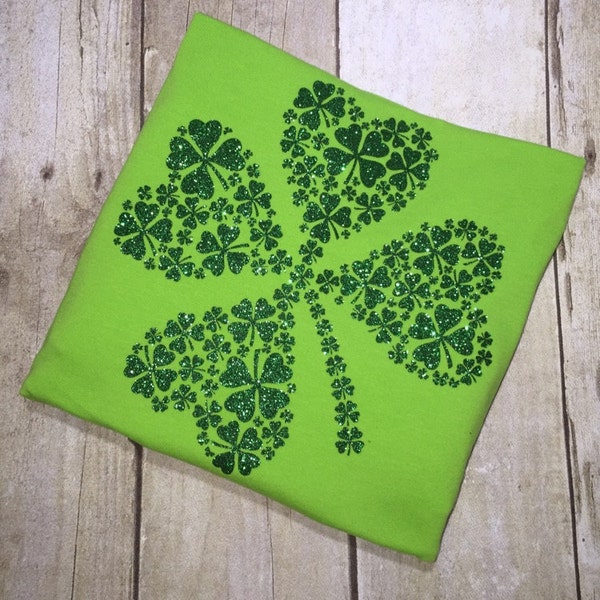 Lucky Four Leaves Clover, Digital Clip Art, Green Shamrock Leaf, St ...