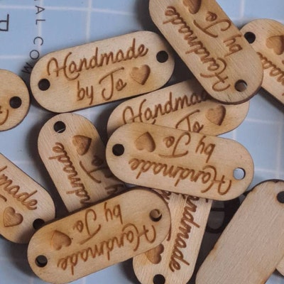 Walnut Wood RECTANGLE Tags 28mmx18mm Wooden Add: Any Text, an Image ...