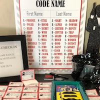 Printable Code Name Chart - Spy Birthday Party Game - Secret Agent ...