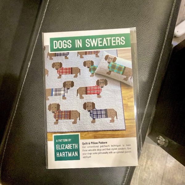 Elizabeth Hartman Dogs in Sweaters Quilt Pattern Fabric, Dachshunds ...