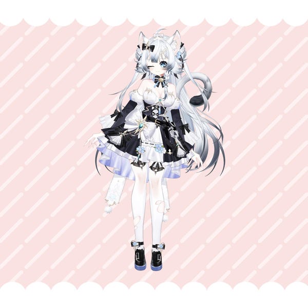 Live2d Premade Vtuber Model : Female Blue Angel - Commercial FULLY ...