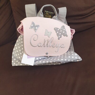Sac à dos enfant, personnalisé, avec prénom et motif broderie papillon ...