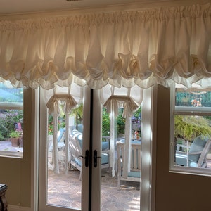 White Linen Ruffled Balloon Shade Window Treatment-ruffled | Etsy