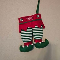 Personalized Christmas Stocking - Elf Pants Stocking - Embroidered ...