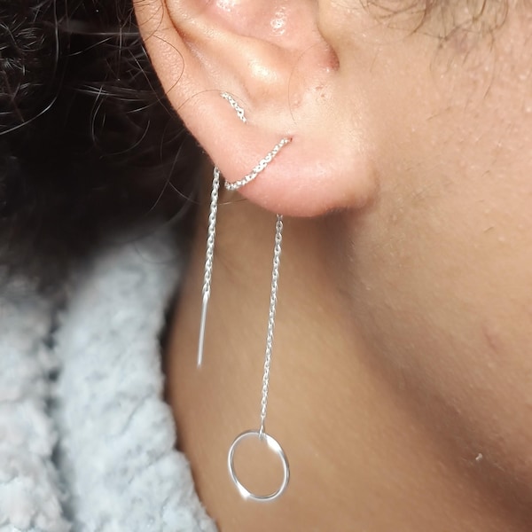 Gold Plated Sterling Silver Double Piercing Threader Earrings: Edgy ...