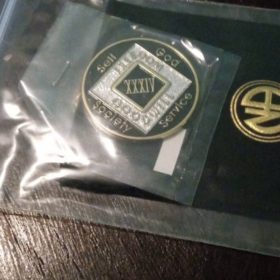 NA Clean Time Chip Black Silver Glitter Tri-plate Narcotics Anonymous ...