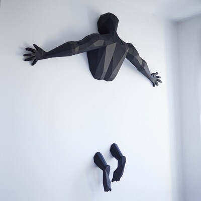 Falling Man Papercraft Sculpture, Printable 3D Puzzle, Papercraft Pdf ...