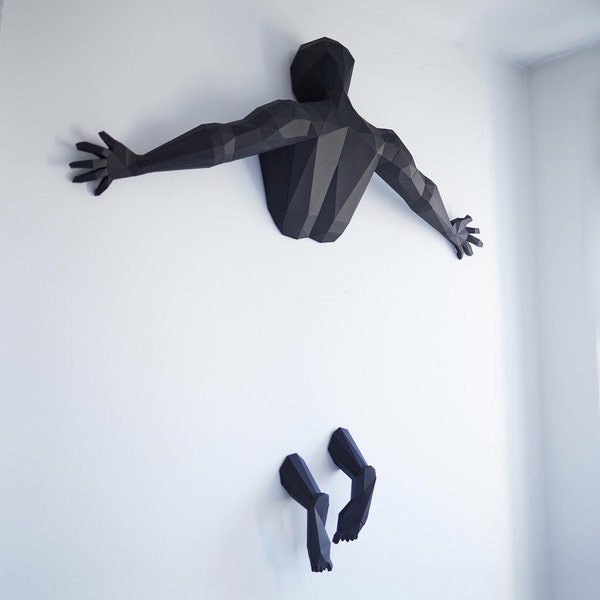 Falling Man Papercraft Sculpture, Printable 3D Puzzle, Papercraft Pdf ...