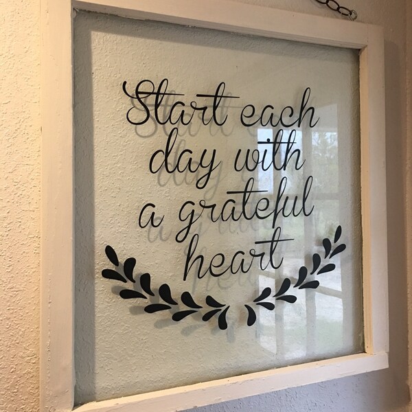 Start Each Day With A Grateful Heart Decal, Wall Quote Vinyl Lettering ...