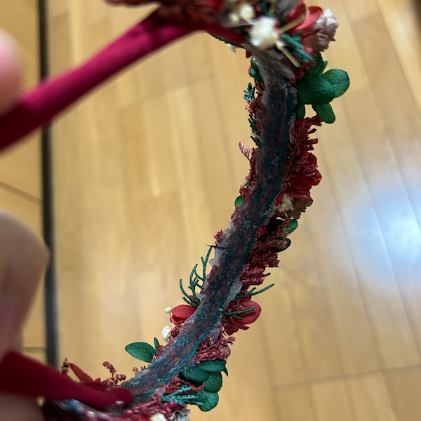 Theodora Red Green Pine Evergreen Christmas Newborn Tieback Flower ...