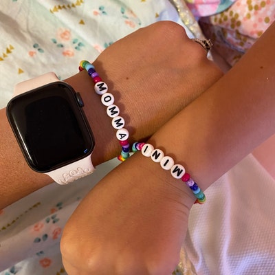 Pastel Candy Color Seed Bead Stretch Stacking VSCO Bracelet Letter ...