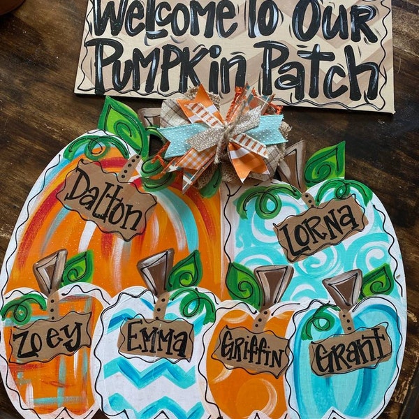 Fall Door Hanger - Personalized Door Hanger - Pumpkin Door Decor ...