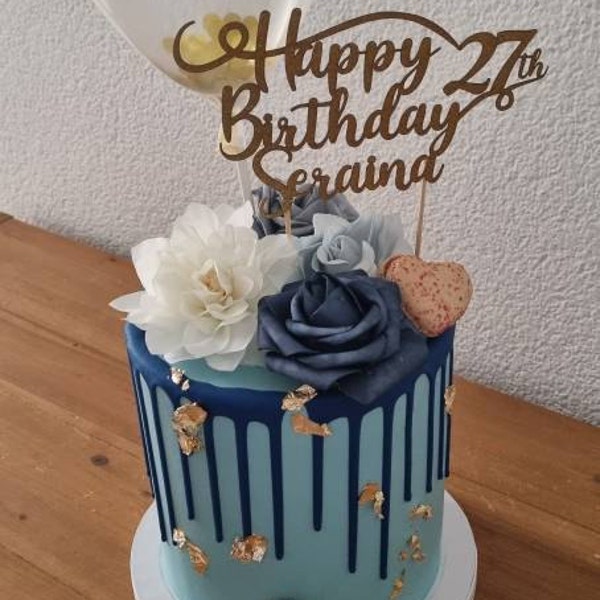 Personalised Happy Birthday Glitter Cake Topper By Cakeshop Custom