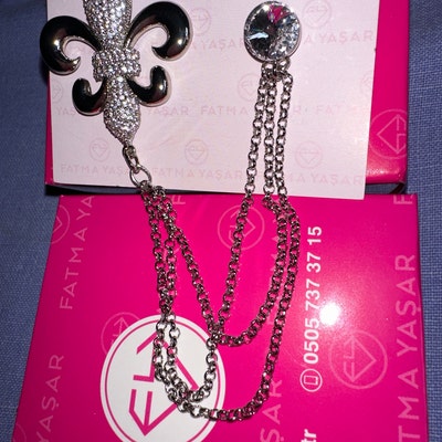 Handmade Pearl Detailed Crescent and Star Brooch With Real Zirconia ...