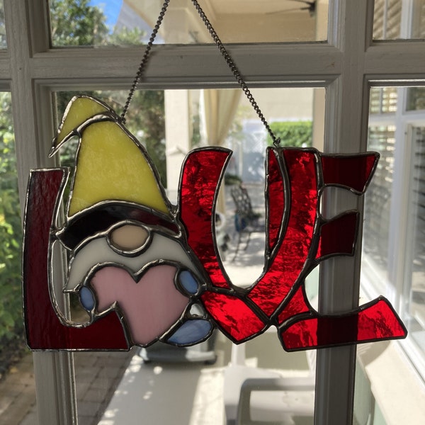 Digital (PDF) Stained Glass Pattern - LOVE and Gnome With Heart - Etsy
