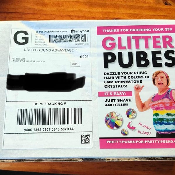 Prank Mail Glitter Pubes Prank Box Gag Gift Funny Prank Gets Sent to a ...