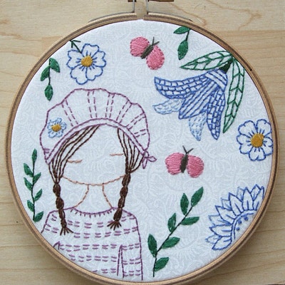 Flower Girl Hand Embroidery Pattern Pdf Download - Etsy