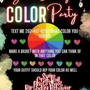 Color Party Invitation, Editable Template Online, Rainbow Party, Tiktok ...