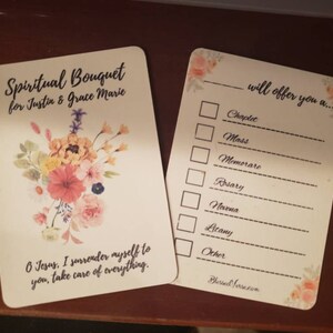 Spiritual Bouquet Post Card Catholic Prayer Card Catholic Post Card ...
