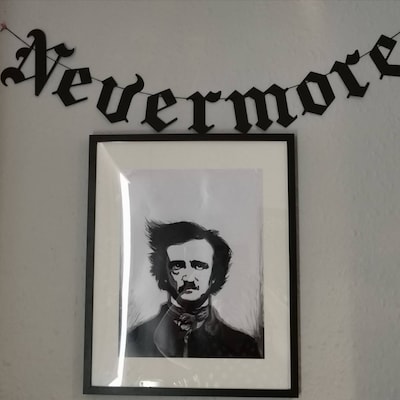 Nevermore Gothic Poetry Banner, the Raven Edgar Allan Poe Quote Wall ...