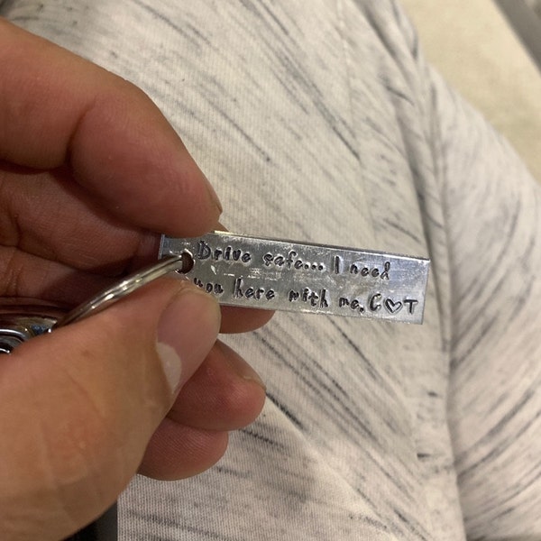 Custom Initials "drive Safe I Need You Here With Me" Hand Stamped ...