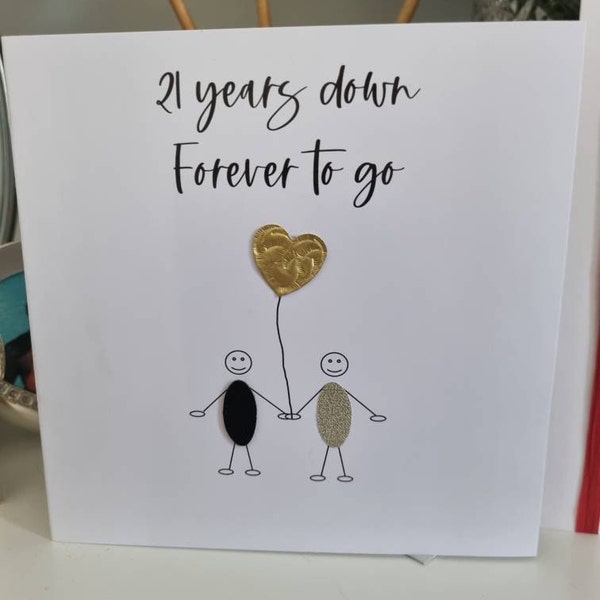 21 Years Down Forever to Go Anniversary Card 21st Brass Wedding ...