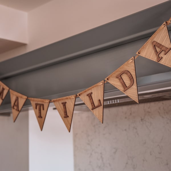 Personalised Bunting With Wooden Letters for Nursery Decor. Name ...
