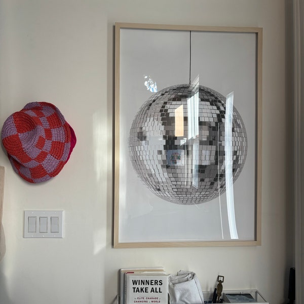 Disco Ball Poster Retro Wall Art Mirrorball Print, Aesthetic Trendy ...