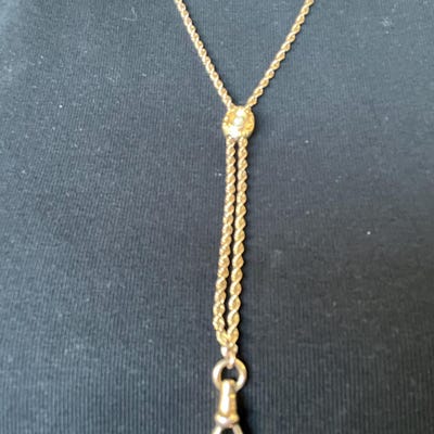 Vintage OPAL Slide Chain Necklace Victorian Lorgnette Gold Filled Charm ...