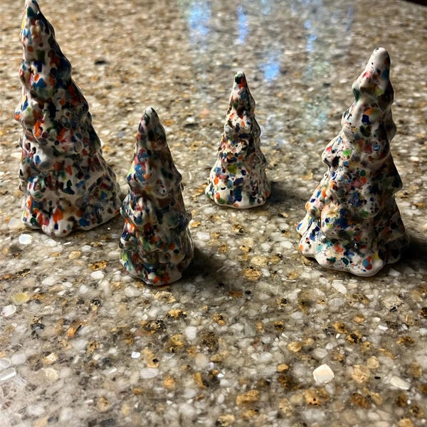 4 Mini Ceramic Christmas Tree Trees Decor New Handmade in USA Made From ...
