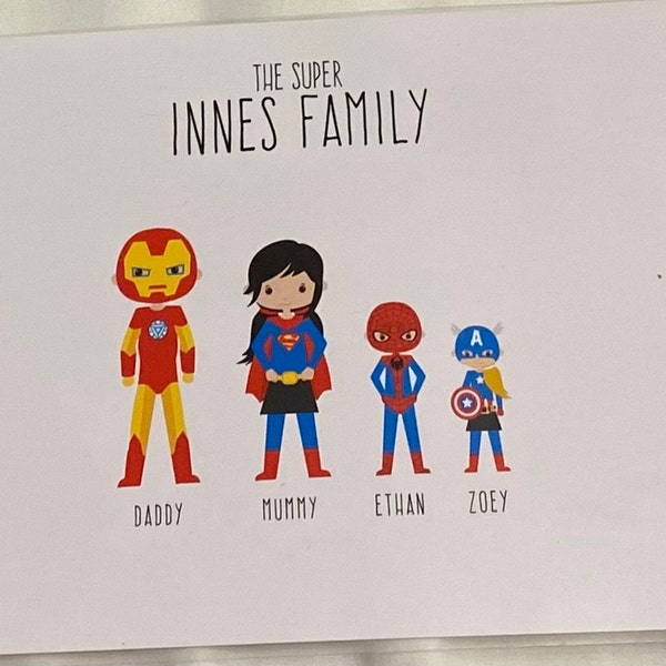 Personalised Family Superhero Print, Personalised Superheroes Print ...