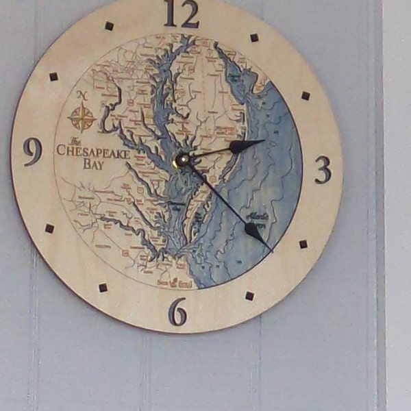 Manatee River 3D Wood Map Nautical Wall Clock, Bradenton Carved Water ...