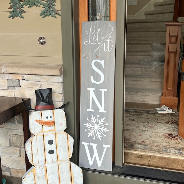 Let It Snow Porch Sign | Christmas Porch Sign | Christmas Sign | Porch ...