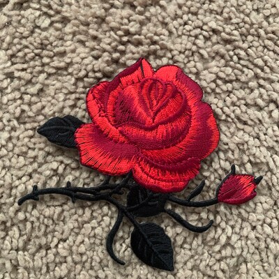 Red Rose Patch, Iron on Patch Sew on Patch, Embroidery , High Quality ...