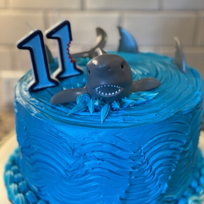 Shark Cake Topper 2 Piece Set, Shark Head and Shark Fin, Shark Cake ...