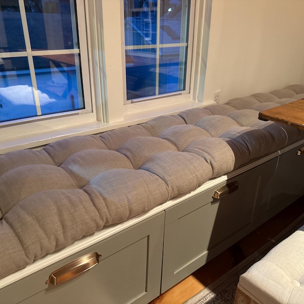 Striped Linen Bench Cushion With Ties - Stylish Comfort for Your Home ...