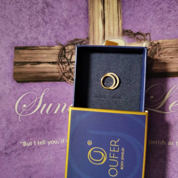 14K Solid Gold Vertical Helix Piercing/hidden Rook Dangle Earring ...