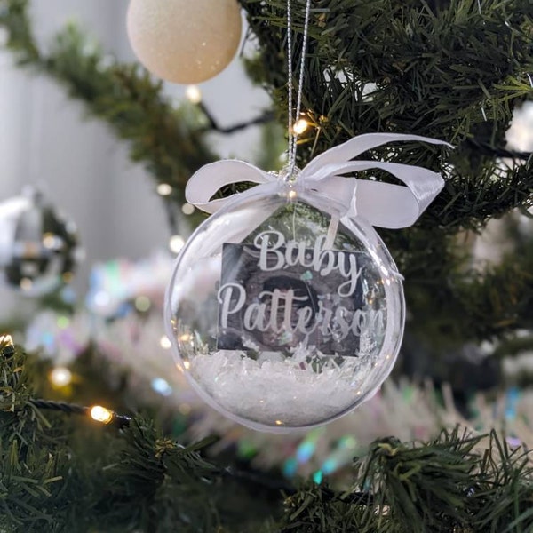Personalised Pregnancy Scan Photo Bauble, Christmas Tree Decorations ...