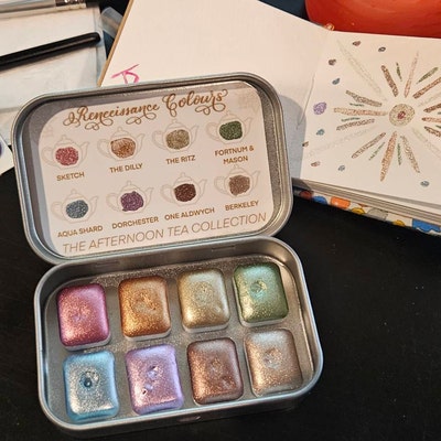 Afternoon Tea Collection Quarter Pans Tin Vegan Handmade Watercolor ...